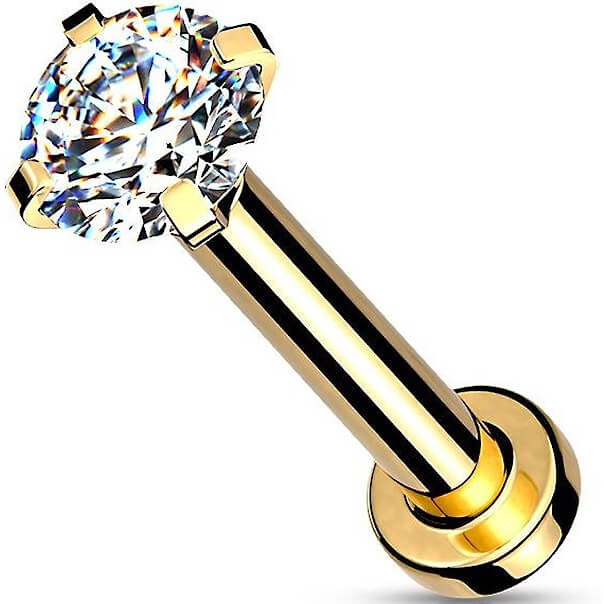 Labret Zircone Serti Griffe Filetage Interne – PiercingXXL